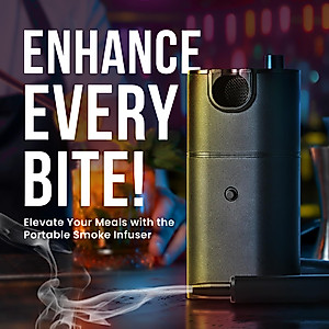 Piccalo - Handheld Food and Cocktail Smoker, Portable Smoking Gun for Creative Chefs, Pit Masters and More, Modern Smoke Infuser for Cocktails with Cleaning Brush, Matte Black Food Smoker