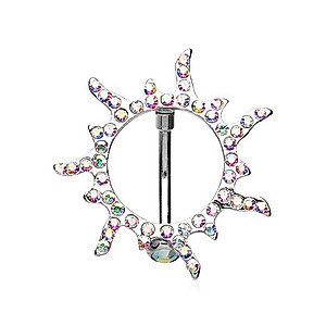 WildKlass Jewelry Blazing Sun Reverse 316L Surgical Steel Belly Button Ring (Silver)