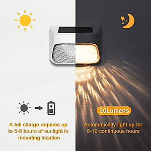 Permanent On All Night Solar Outdoor Lights 6 Pack, 2 Lighting Modes, Warm White/Cool White, IP65 Waterproof, Decorative Lighting for Fence Deck Garden Yard Stair Patio Post Pathway Steps(White)