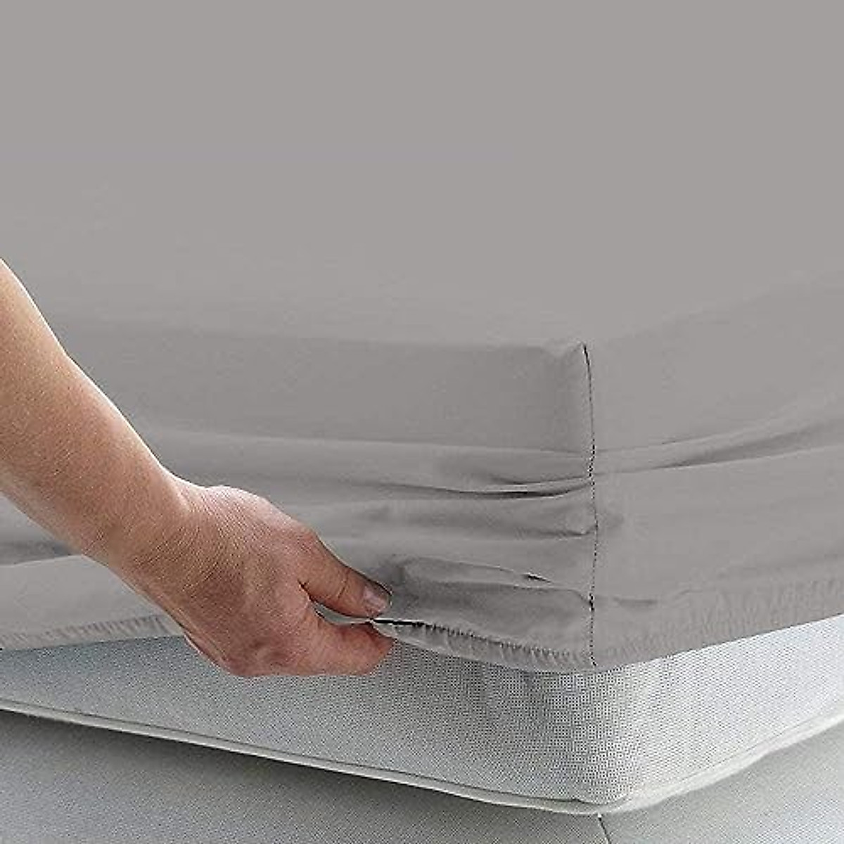 Fitted Sheet Full Size - Premium 1800 Microfiber - Ultra-Soft - Deep Pocket Sheets - Durable and Long Lasting - Full Fitted Sheet Only (Full, Light Grey)