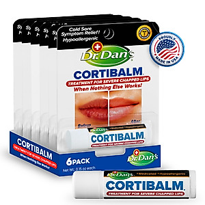 Dr. Dan's Cortibalm-6 Pack-for Dry Cracked Lips - Healing Lip Balm for Severely Chapped Lips - Designed for Men, Women and Children