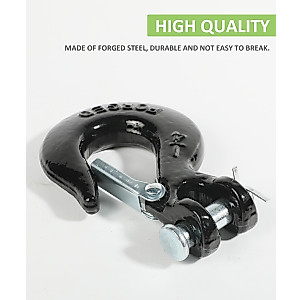 RACOONA Winch Hook,Chain Hook,1/4 inch Clevis Slip Hook with Safety Latch,Car Accessories Heavy Duty Safety Chain Hook,Forged Steel Towing Winch Hook for ATV UTV,Fit 3/16” 1/4” Synthetic Winch Rope
