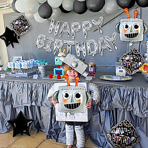 31 PCS Robot Birthday Party Supplies Robot Birthday Balloons Robot Birthday Banner Favors Cake Cupcake Decoration