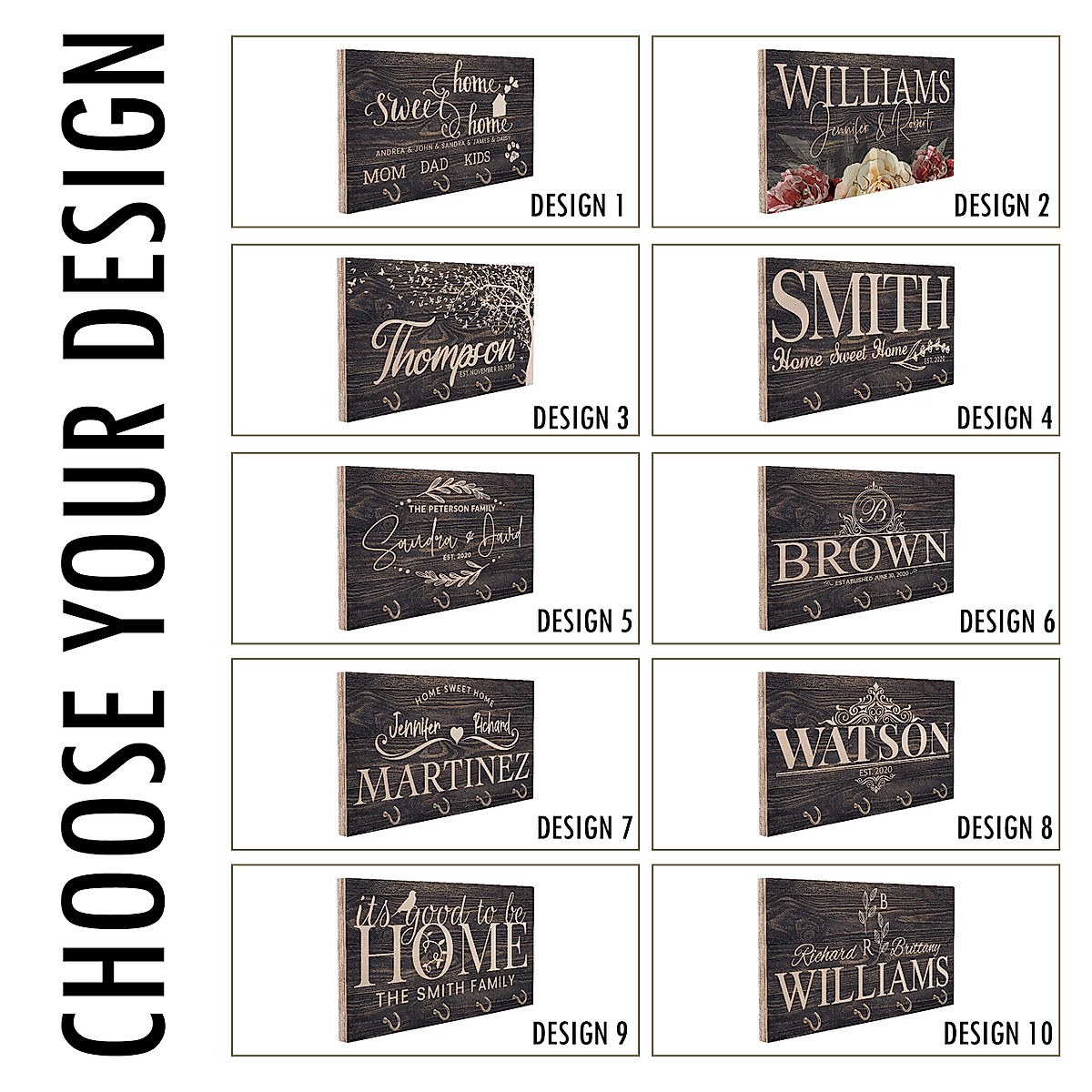 People People Personalized Wood Key Hanger for Wall | New Home Décor Gift for Wedding Housewarming | Customized Gifts for Couple Mr Mrs Key Ring Holder Hook | Key Rack | C01D05