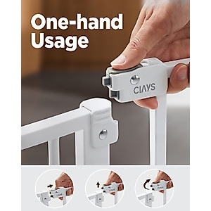 Ciays Baby Gate 29.5” to 33.5”, 30-in Height Extra Wide Dog Gate for Stairs, Doorways and House, Auto-Close Safety Metal Pet Child Gate for Dogs, Wall Pressure Mounted, White