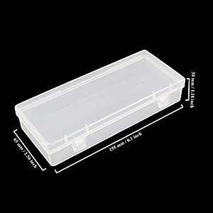 Thintinick 6 Pack Rectangular Clear Plastic Storage Containers Box with Hinged Lid for Beads and Other Small Craft Items (6.1 x 2.56 x 1.18 inch)