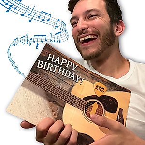 Interactive Music Birthday Card - Playable Musical Birthday Cards for Men, Unique Gift for Guitar Players, Drummers & Pianist, Musician Friends & Son, Musical Instrument Touch to Play (Guitar)