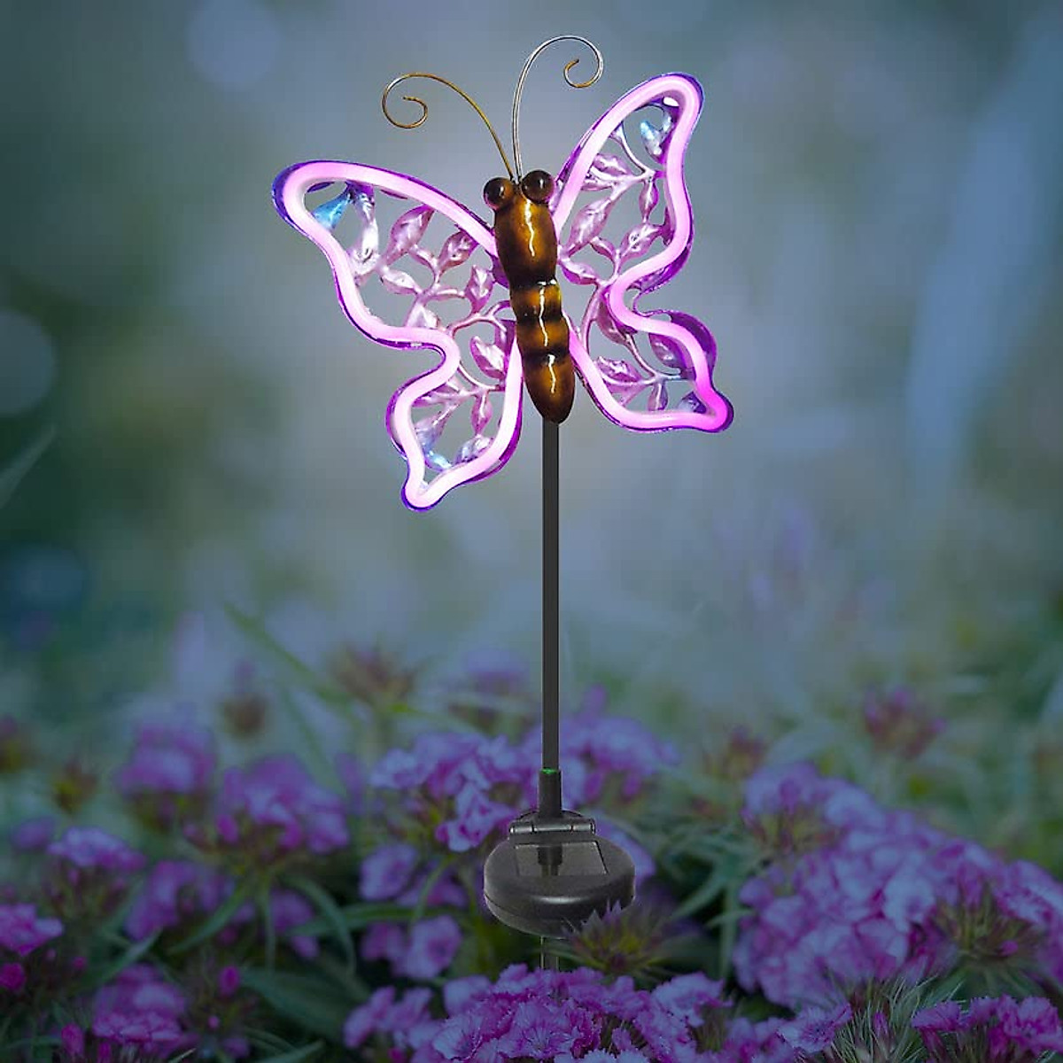 Crosslight Neon Butterfly LED Waterproof Outdoor Garden Stake Light - Decorative Electronic Light Garden Decor for Yard, Lawn, Patio, Deck, Pathway, Pond, Backyard