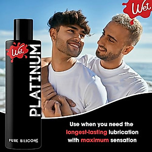 Wet Platinum Silicone-Based Lube for Men, Women & Couples, 4.2 Fl Oz - Ultra Long-Lasting & Water-Resistant Premium Personal Lubricant - Safe to Use with Latex Condoms - Non-Sticky & Hypoallergenic