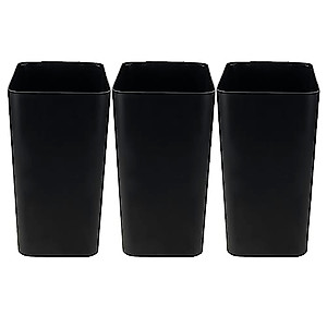 Qskely 3-Pack 4.5 Gallon Plastic Trash Can Wastebasket, Office Garbage Can, Black