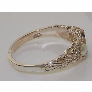 LetsBuyGold 925 Sterling Silver Natural Sapphire and Cultured Pearl Womens Promise Ring - Size 6.5