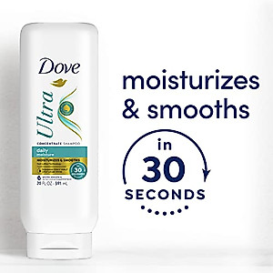 Dove Ultra Daily Moisture Concentrate Shampoo for Dry Hair Moisturizes and Smooths in 30 Seconds, Ultra-Lather Technology and 2X More Washes 20 oz