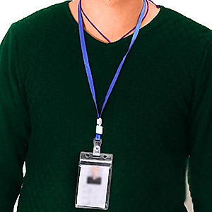 Fanta5tic 50 Pack Extra Thick ID Card Badge Holder, Vertical Hanging Card Holder with Zipper, Type Resealable Bulk Nametag Holders, Clear PVC, Waterproof Sleeve Pouch