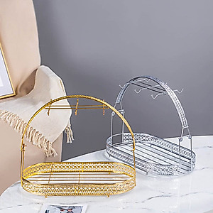 Piscepio Mug Holder Coffee Mug Rack Coffee Cup Holder Stand Dishes Organizer Wrought Iron Mug Drainer Storage Drying Rack for Counter Cabinet Table Kitchen Restaurant Office (Gold A)