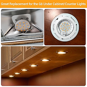 G8 LED Bulb Dimmable 3W Mini Thin Puck Light Bulbs Equivalent to 20W-25W T4 G8 Bi-Pin Base Halogen Bulb, 120V Warm White 3000K G8 Bulb for Under Counter Kitchen Lighting, Under Cabinet Light (8 Pack)