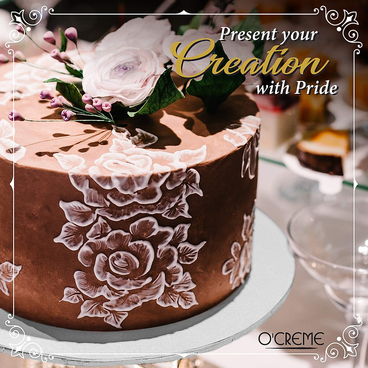 O'CREME White Wraparound Cake Pastry Round Drum Board 1/4 Inch Thick, 12 Inch Diameter - Pack of 10