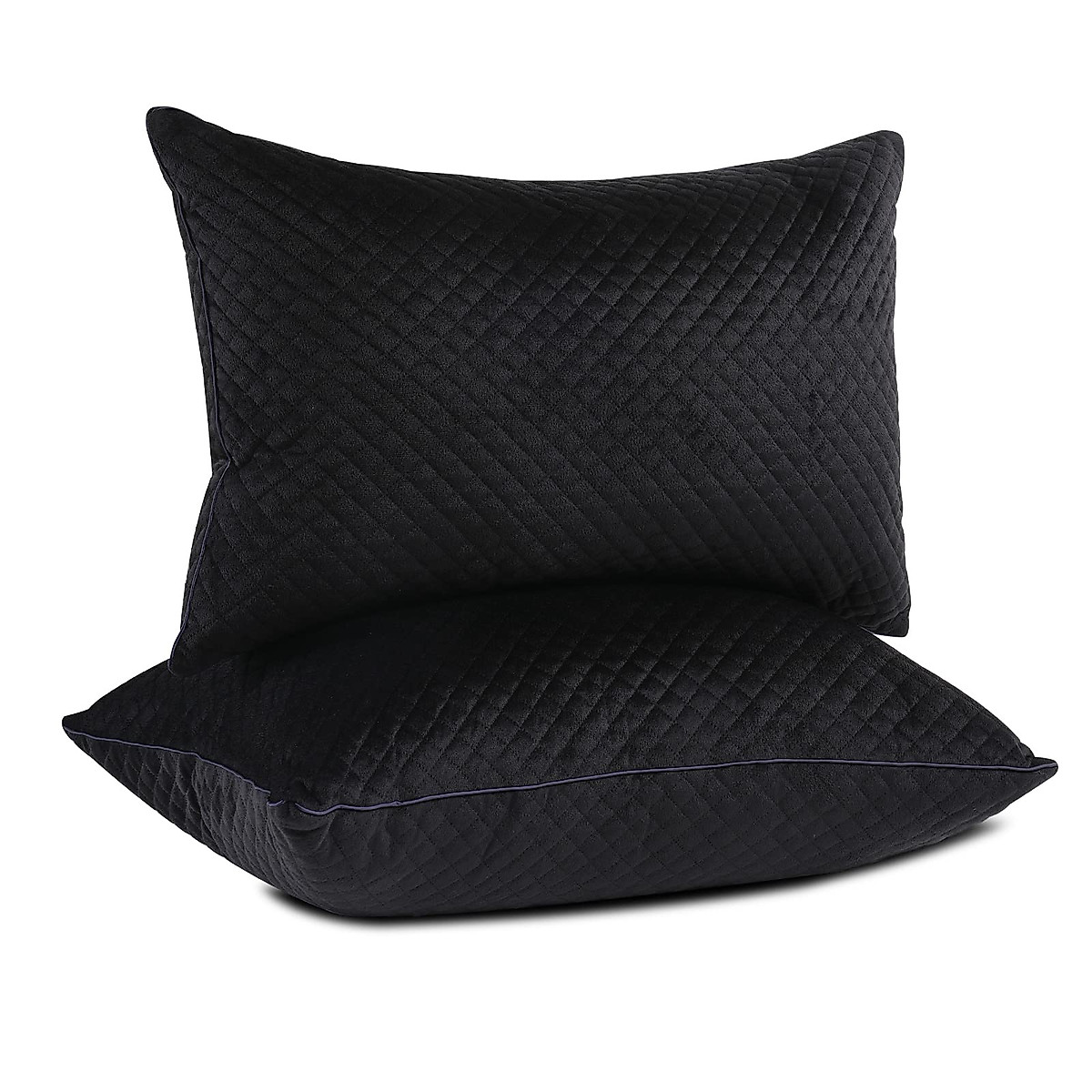 GOHOME Soft Pillows for Sleeping - Hotel Collection King Size Pillows 2 Pack for Side, Back and Stomach Sleepers, Velvet Bed Pillows with Adjustable Filling, Black 20"x36"