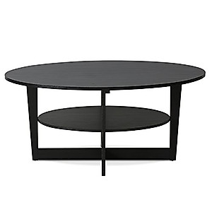 Furinno Oval Coffee Table, Walnut