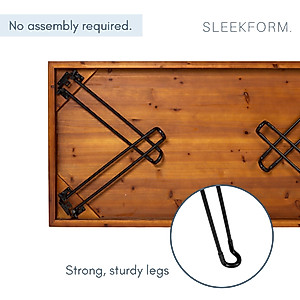 Sleekform Folding Wooden Coffee Table - Collapsible 20x40 Light Wood Mini Desk - Lightweight Foldable Coffee Tables for Small Spaces - Fold Up Hairpin Legs - Walnut Wood Finish