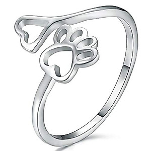 Jude Jewelers Stainless Steel Cute Dog's Cat's Paw Cocktail Party Holiday Wedding Anniversary Statement Ring (Silver, 8)