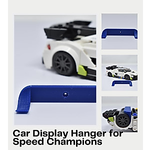 Collectible Car Display Wall Mount Compatible with Lego Speed Champions | Wall Display Mounts Compatible with Lego Racecar Models | Made in USA (Blue, 10 Pack)