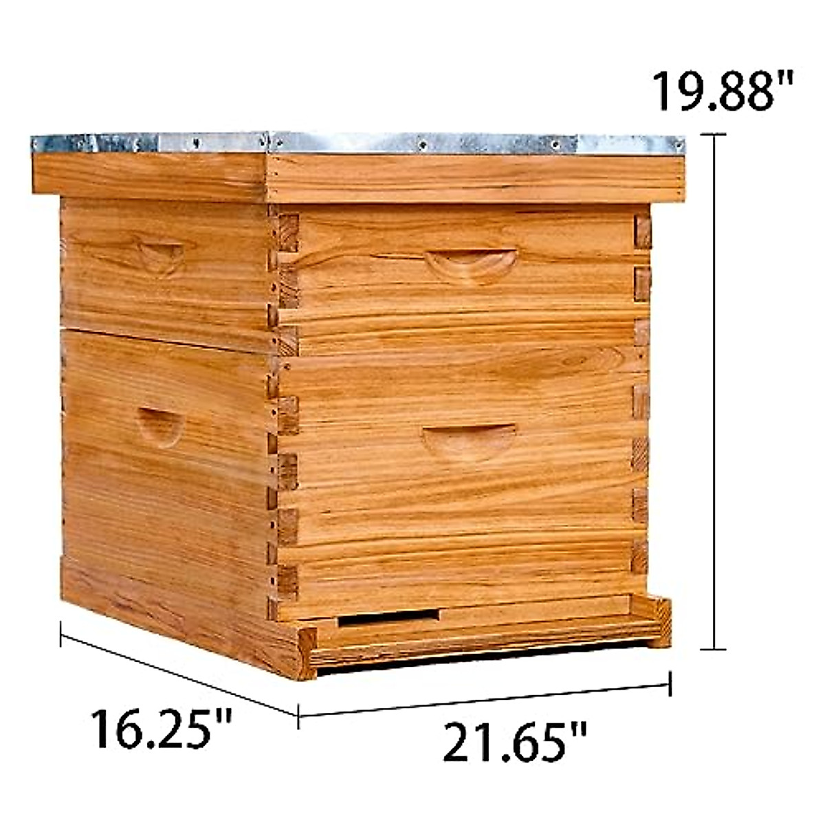 POLLIBEE 10 Frame Beehive Starter Kit, Beeswax Coated Bee Hives Includes 1 Deep Bee Boxes and 1 Bee Hive Super with Beehive Frames and Beeswax Foundation