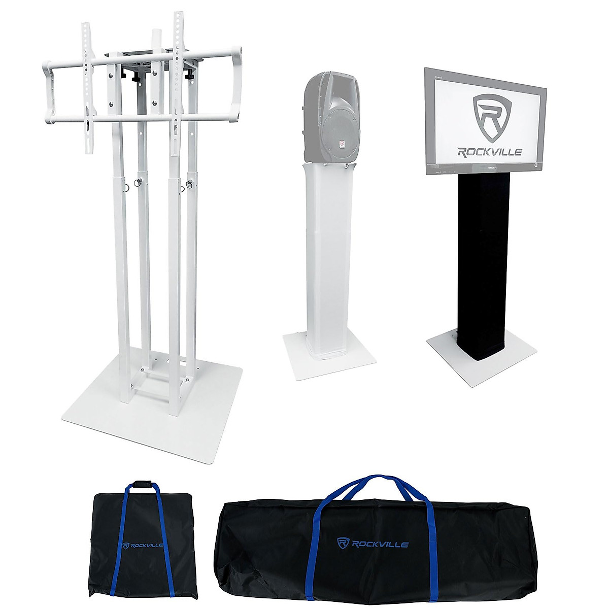 Rockville (1) RTP33-TV Pro Totem DJ Speaker/Lighting Stand w/Detachable TV Mount