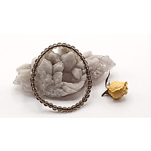 LTC Designs 4 mm Smooth Round Smoky Quartz Stretch Bracelet, 7" for Men, Women,and Teen.s Considered a Powerful Protective Stone