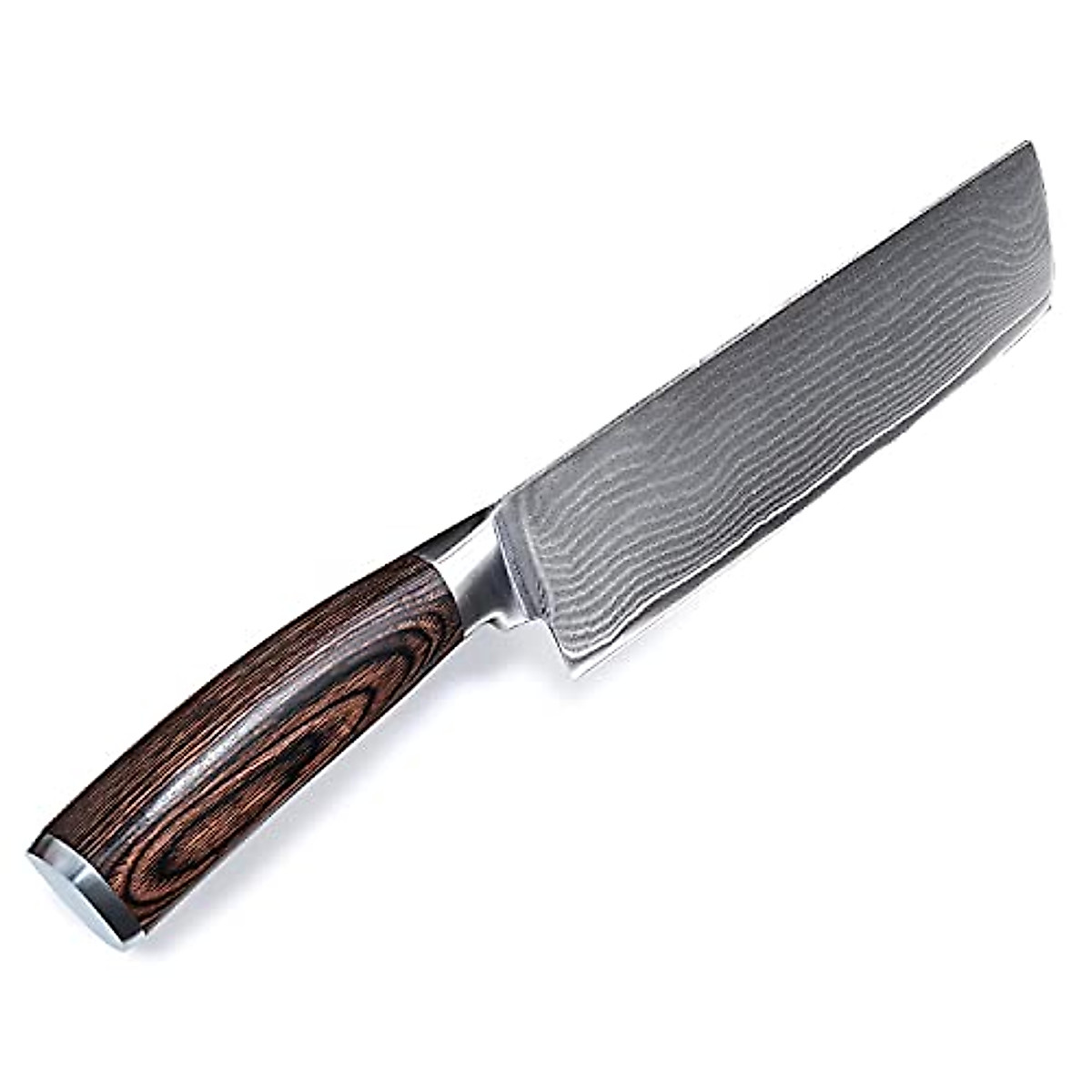 Wakoli Edib Damascus Knife Nakiri with Sharp 6.8 Inch Blade made of 67 Layers Steel with VG10 Core I Professional Kitchen Knife made of Genuine Damascus Steel with Pakka Wood Handle
