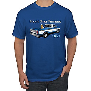Ford Motors Funny Man's Best Friends Pickup Truck Dog Cars and Trucks Men's Graphic T-Shirt, Royal, Large