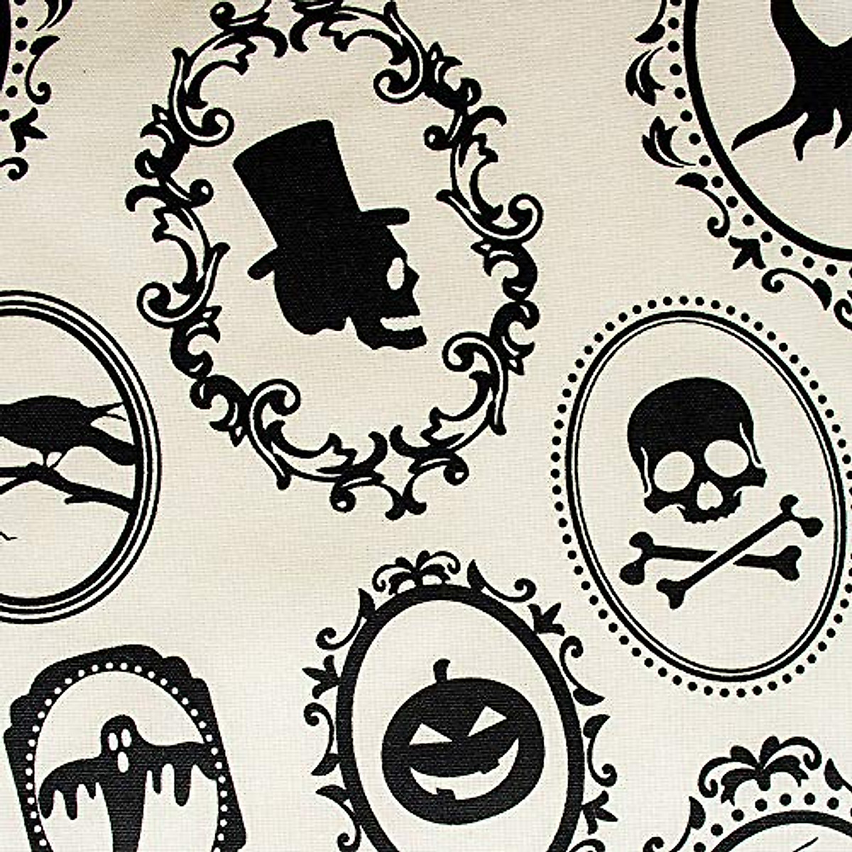 DII Halloween Party Tabletop Decor, Reusable & Machine Washable Cotton Fabric, Tablecloth, 70" Round, Spooky Portraits