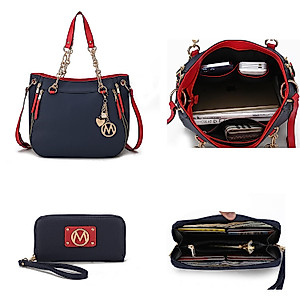 MKF Collection Tote Handbag with Wristlet Wallet, Vegan Leather Crossover Women’s Shoulder bag Purse Baby Blue by Mia K