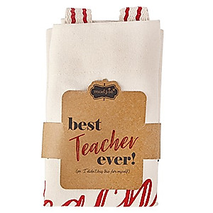 Mud Pie Best Teacher Ever Tote Bag, One Size, Off White