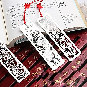 Houchu Metal Bookmarks Creative School Supplies Page Label Students Stationery Page Holder Learn Supplies Chinese Retro Style Book Page Marker(E)