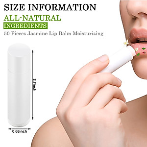 50 Pieces Lip Balm Bulk Moisturizing Lip Balm Original Lip Cream Stocking Stuffers Add Your Own Labels for Men Women Children Parties Gifts Baskets Business Branding Traveling (Jasmine)