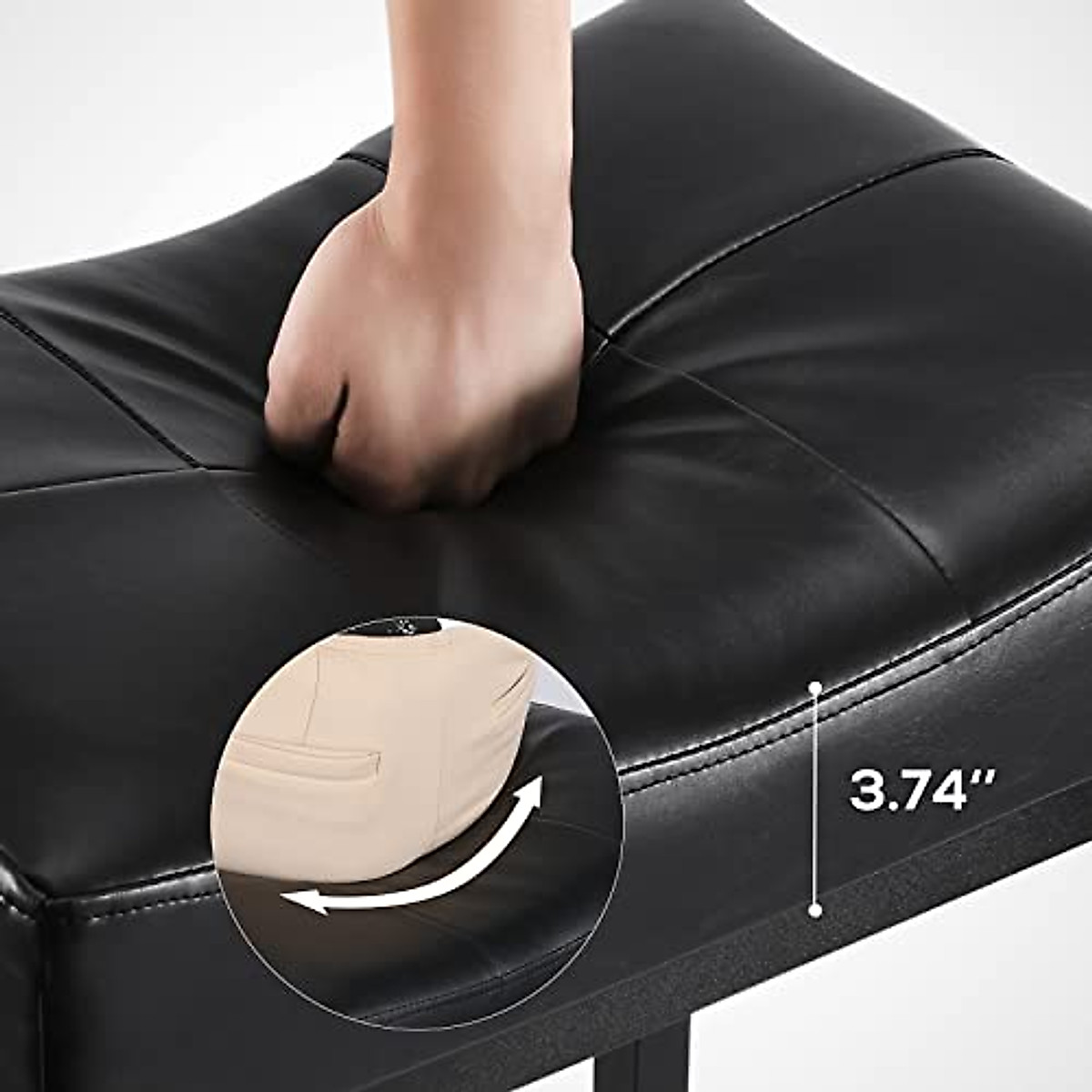 FLYZC Counter Height Bar Stools Set of 2, 24 Inch Stools for Kitchen Counter with Soft Cushion Bar Stools ​and Barstools Steel Frame, Black Saddle Stools for Kitchen Island Bar Support 300 LBS(Black)