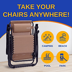 SereneLife Zero Gravity Lounge Chair, One Size, Cream