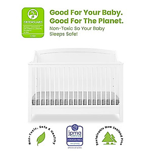 Delta Children Campbell 6-in-1 Convertible Crib - Greenguard Gold Certified, Bianca White