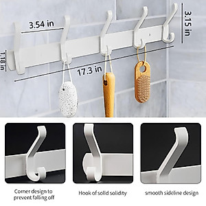 STAOVA 2 Pack Coat Rack Wall Mount,17.3 in Wall Hooks for Hanging, Coat Hanger Wall Mount Towel Rack Hat Rack for Wall with 10 Hooks for Entryway, Bedroom, Bathroom (White)