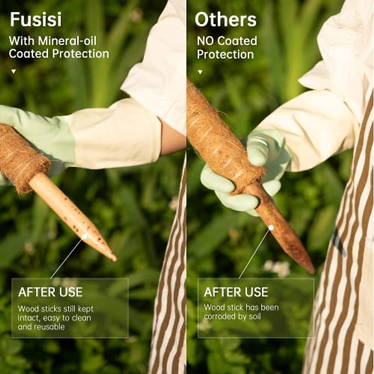 Moss Pole for Plants Monstera, 52 Inch Moss Stick, Fusisi Plant Pole for Climbing Plants Coir Totem Pole - Plant Support for Indoor Potted Plants Train Creeper Plants Grow Upwards - 4 Pack