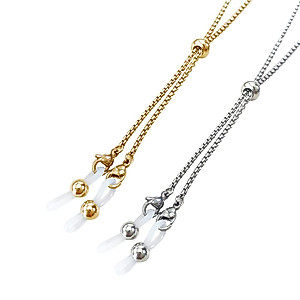 DECKER Metal Glasses Chain for Women Gold and Silver Eyeglasses Holder 2 PCS PACK Women’s eyeglass chain eyewear retainer Eyeglasses Holder Around Neck