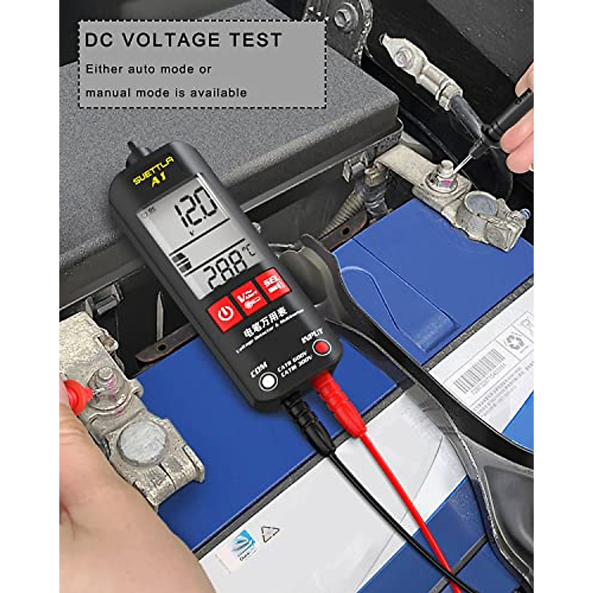 SUETTLA A1 Voltage Tester, Non Contact Voltmeter Digital Smart Multimeter Electric Detector for Measure AC/DC Volt, Liver Wire, Resistance, Continuity