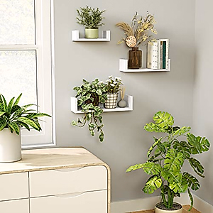 SRIWATANA Floating Shelves Wall Mounted, Solid Wood Wall Shelves, White