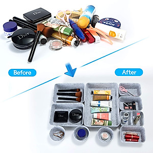 Vdealen Desk Drawer Organizer, 10 Pack Felt Drawer Organizer Trays Home & Office Felt Drawers Dividers Storage for Office Supplies Makeup Jewelry Ect