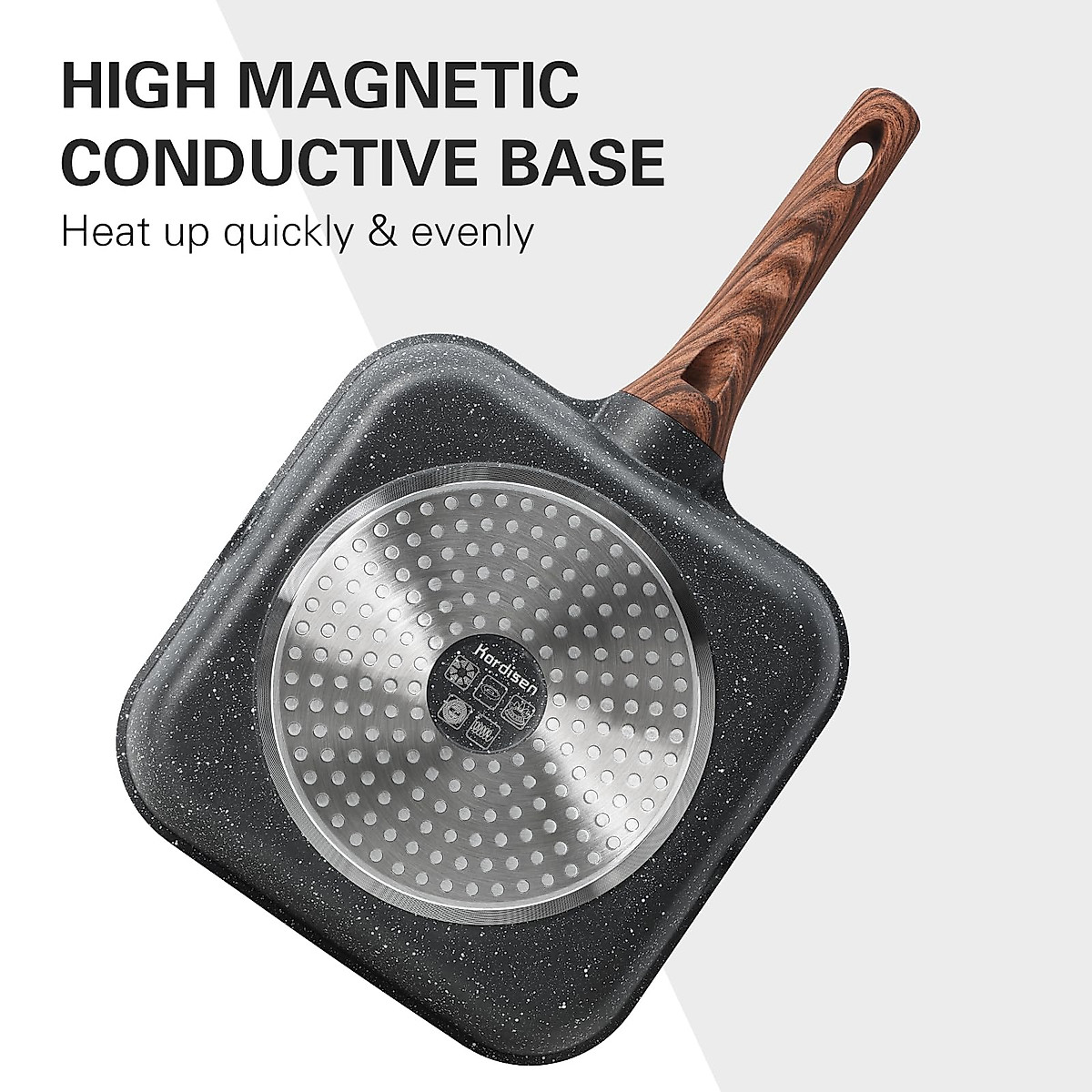 Kordisen Nonstick Grilling Pan for Stove Tops, 9.5 Inch Square Grill Pan for Indoor Cooking, Granite Coating Grill Skillet with Pour Spouts, Versatile Griddle, Induction Steak Pan, PFOA Free