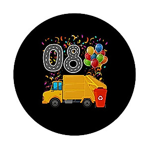 Happy O8 Birthday Rear Loader Garbage Truck PopSockets Swappable PopGrip