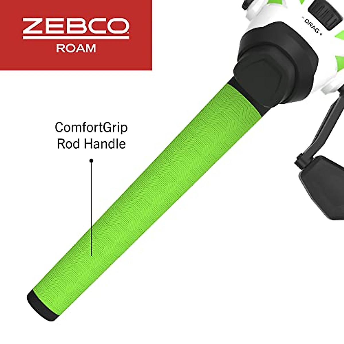 Zebco Roam Spincast Reel and Fishing Rod Combo, 6-Foot 2-Piece Fiberglass Fishing Pole with ComfortGrip Handle, QuickSet Anti-Reverse Fishing Reel, Pre-Spooled with 10-Pound Zebco Line, Green
