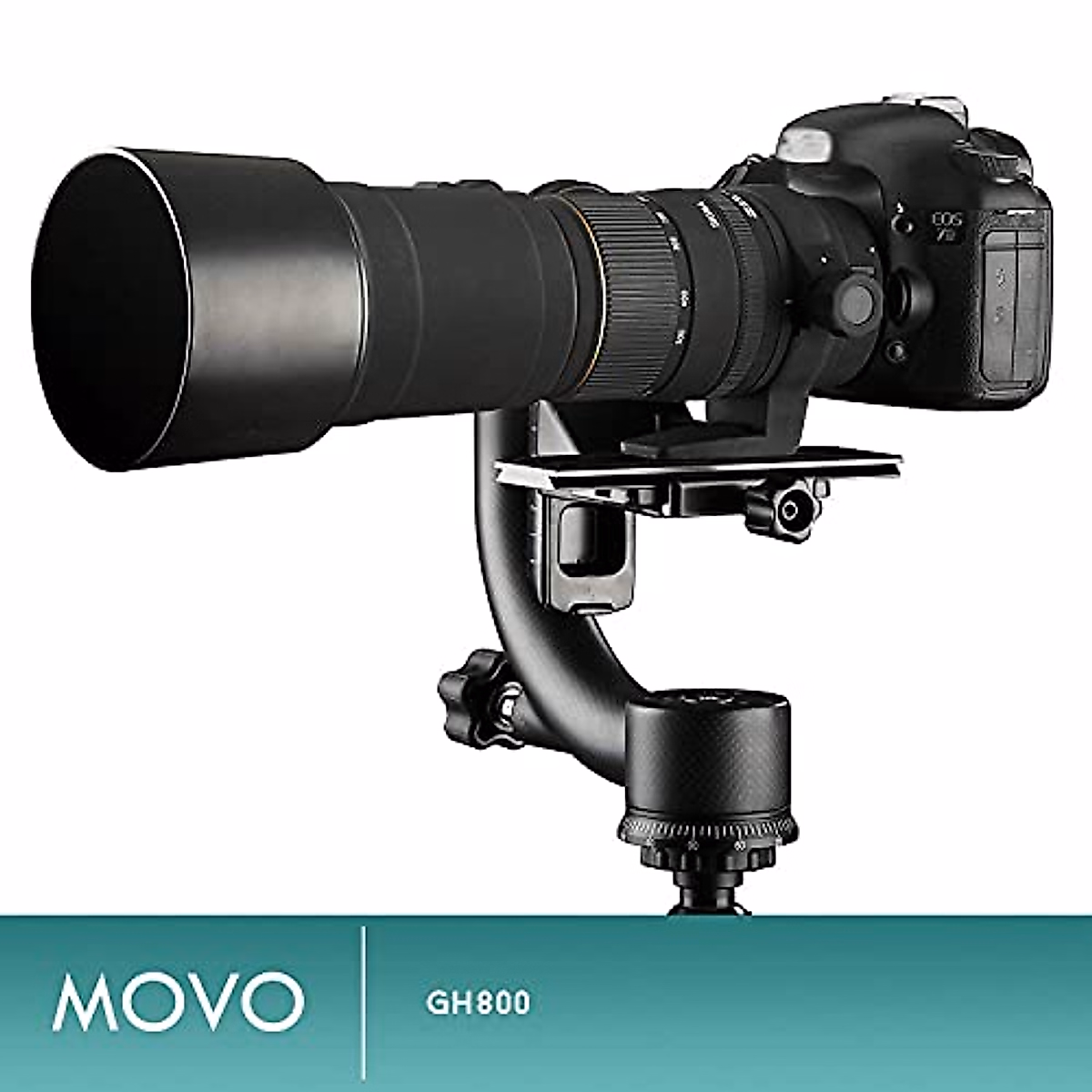Movo GH800 MKII Carbon Fiber Professional Gimbal Tripod Head with Long and Short Arca-Swiss Quick-Release Plates - for Outdoor Bird/Wildlife Photography