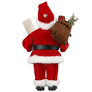 Uten 12" Santa Claus, Christmas Decorations Figurine Figure Decor with List and Gifts Bag for New Year Holiday Party Home Decoration