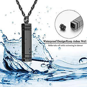 abooxiu Urn Necklace for Ashes Memorial Cremation Jewelry for Ashes Stainless Steel Ashes Jewelry Cube Ashes Necklace Bar Urn Pendant for Women Men